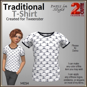 Second Life Marketplace - Traditional T-Shirt [2cute] Anchors Print